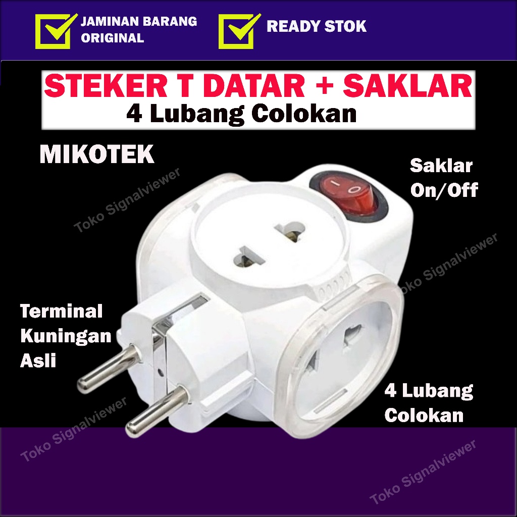 Jual Mikotek T Arde 4 Lubang Colokan Steker T Mini Arde 4 Lubang Dengan ...
