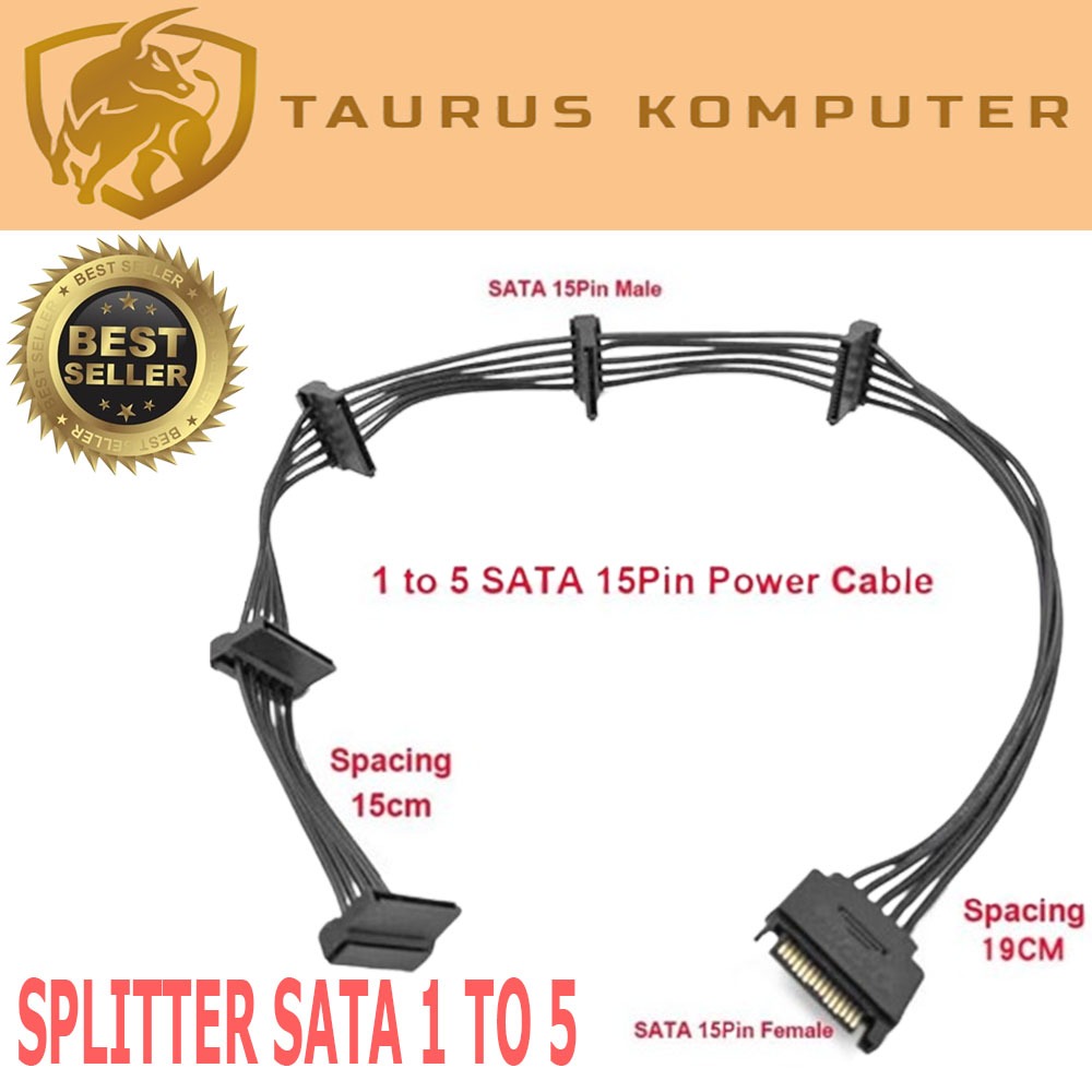 Jual Kabel Power Adapter Adaptor Splitter Sata 15 pin 1 to 5 SATA ATA ...