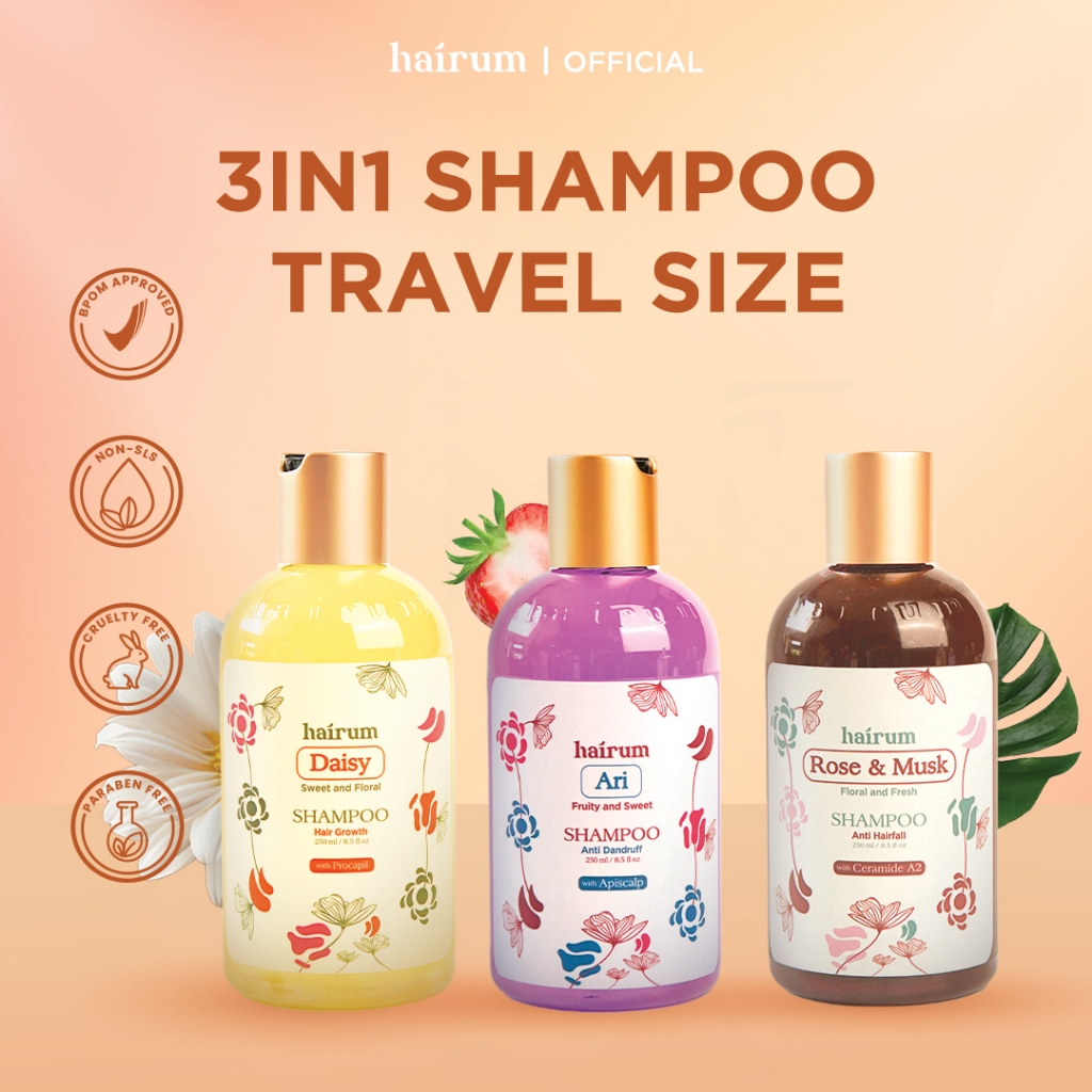 Jual Hairum Paket Shampoo Bundling 3in1 Shampoo Travel Size 250 ML ...