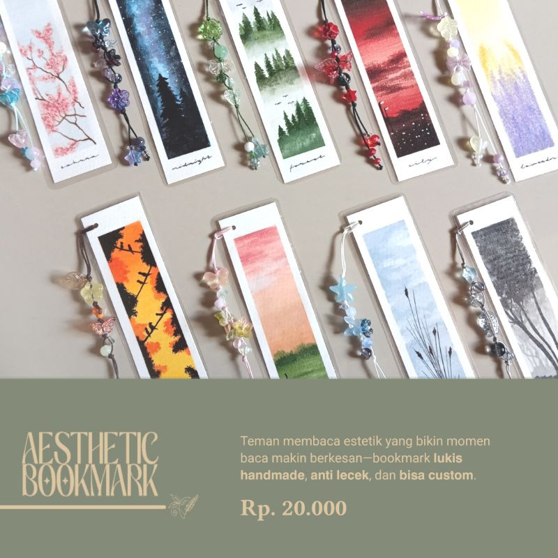 Jual Bookmark/Pembatas Buku Lukis Estetik || HANDMADE | Shopee Indonesia
