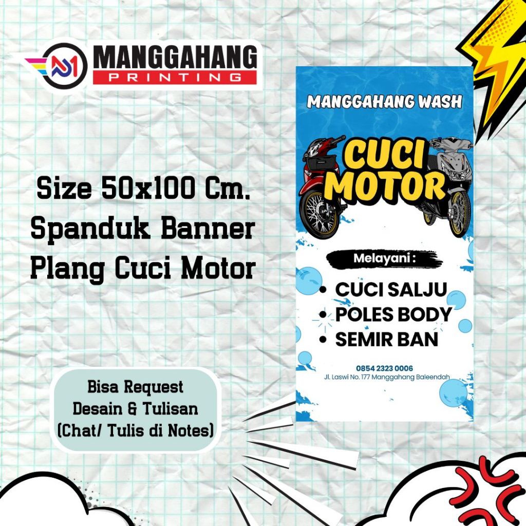 Jual SPANDUK BANNER CUCI MOTOR BISA COSTUM DESAIN 50X100CM | Shopee ...