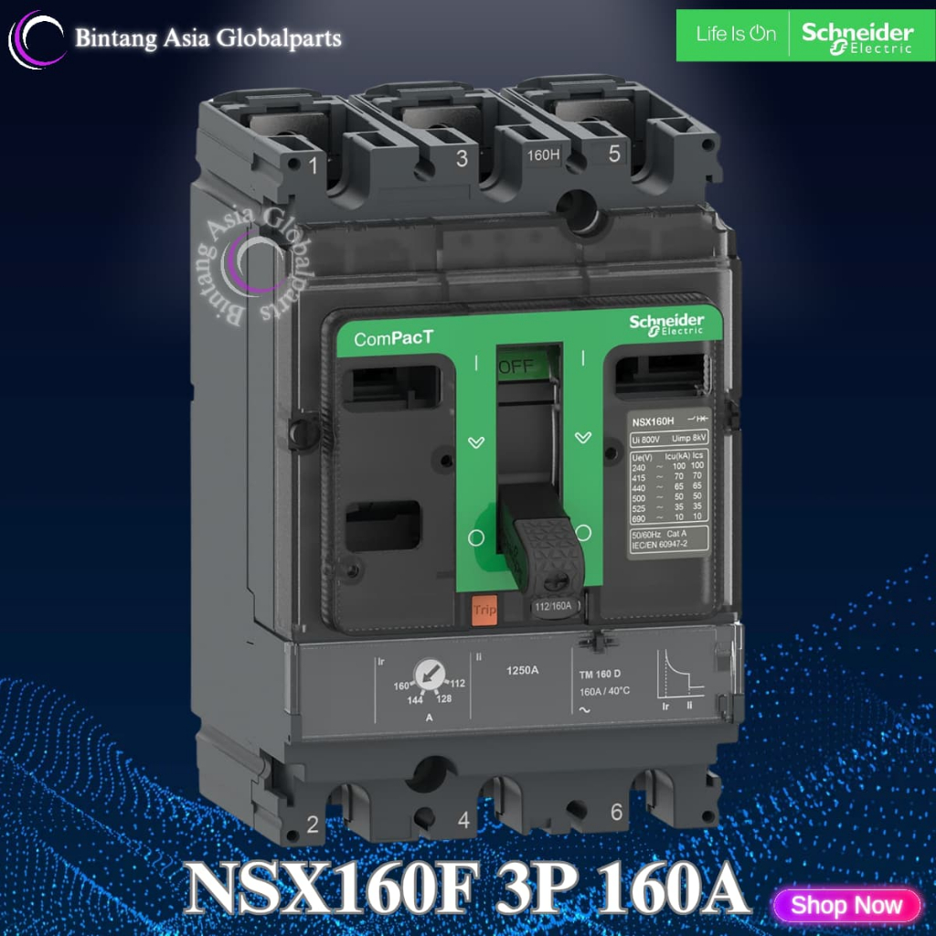 Jual MCCB 3 Phase 160 Ampere Schneider C16F3TM160 Original / MCCB 3p ...