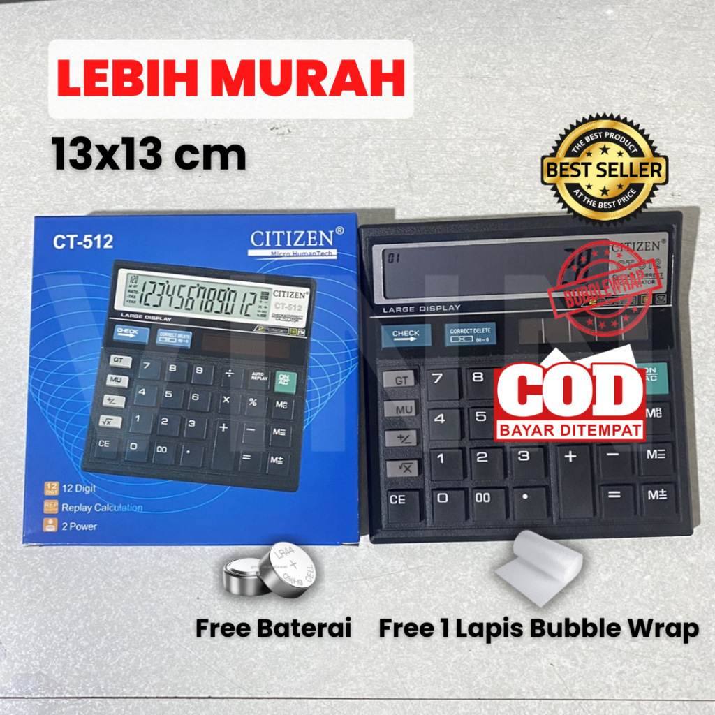 Jual Kalkulator Check CITIZEN CT 512 12 Digit - Dual 2 Power // Calculator - Kalkulator Sekolah ...