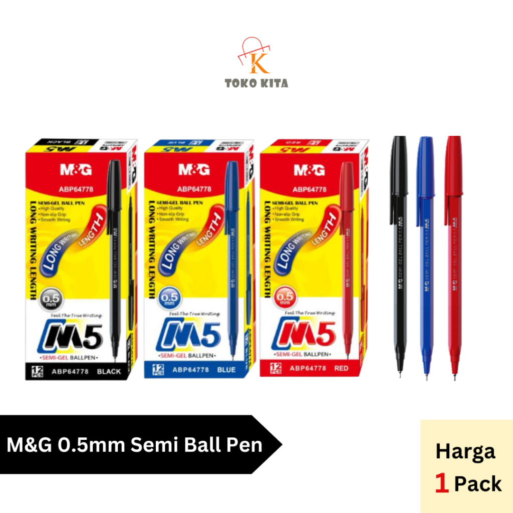Jual (1 Pack) Pulpen M&G Bolpoint Bulpen Hitam, Merah, Biru ORI ...