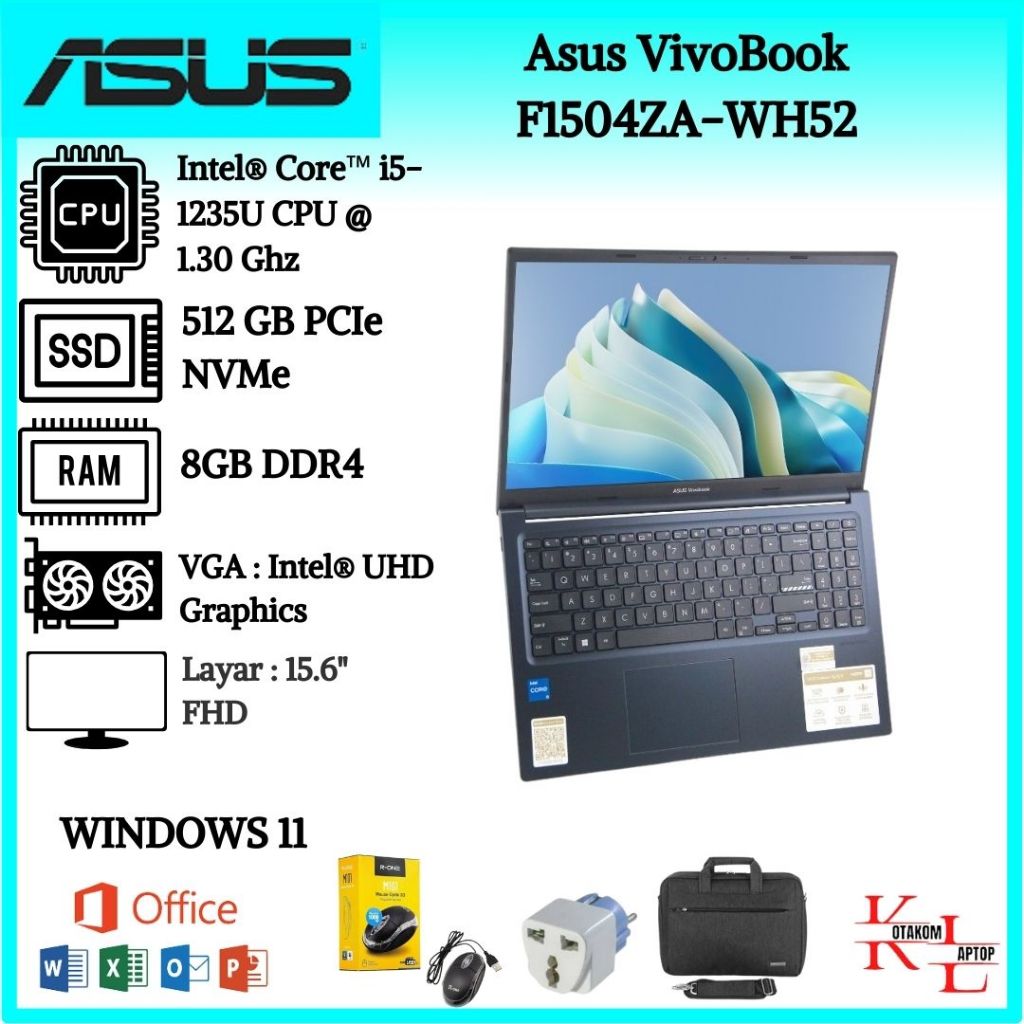 Jual Asus VivoBook F1504ZA-WH52 with Intel i5 Gen 12 and 512GB SSD and ...