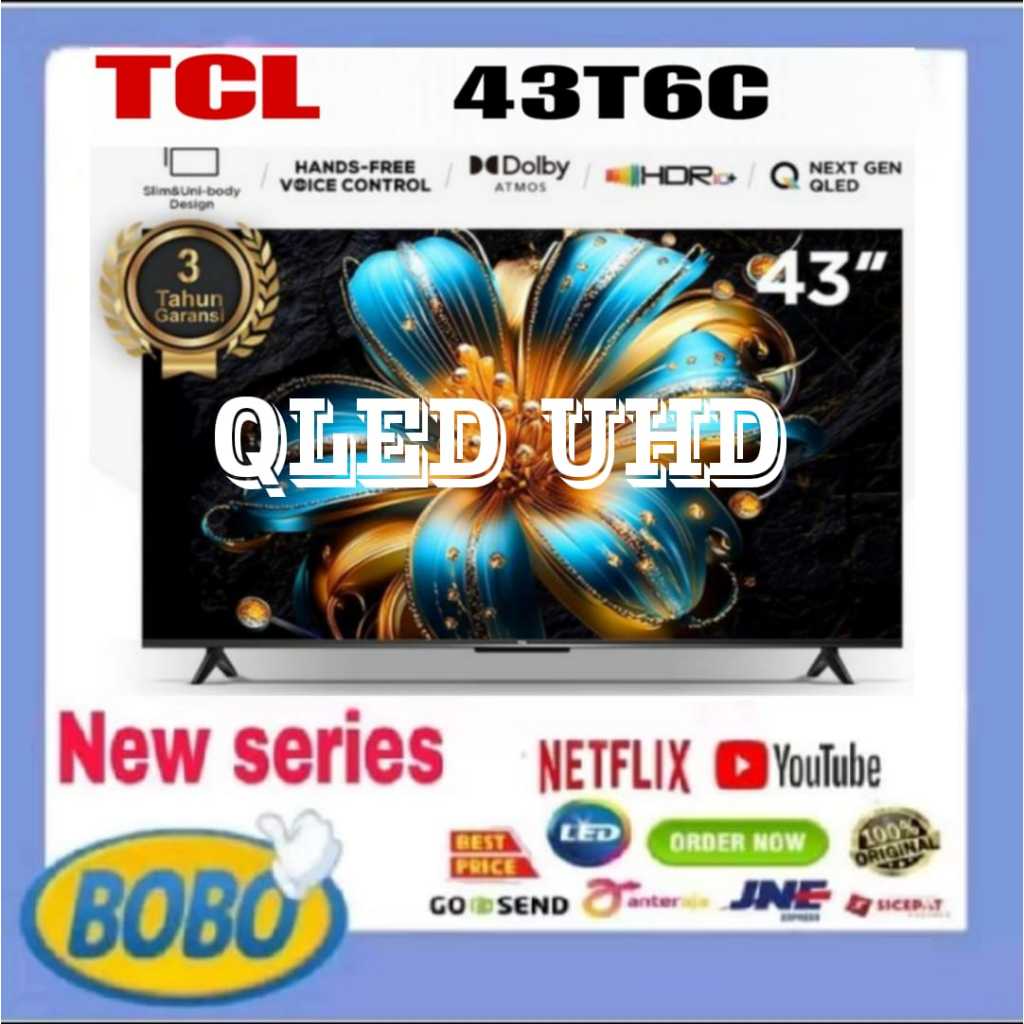 Jual TCL 43T6C 43 Inch GOOGLE TV 4K QLED - HVA Panel - Dolby Vision & Atmos - HDR 10+ - New ...