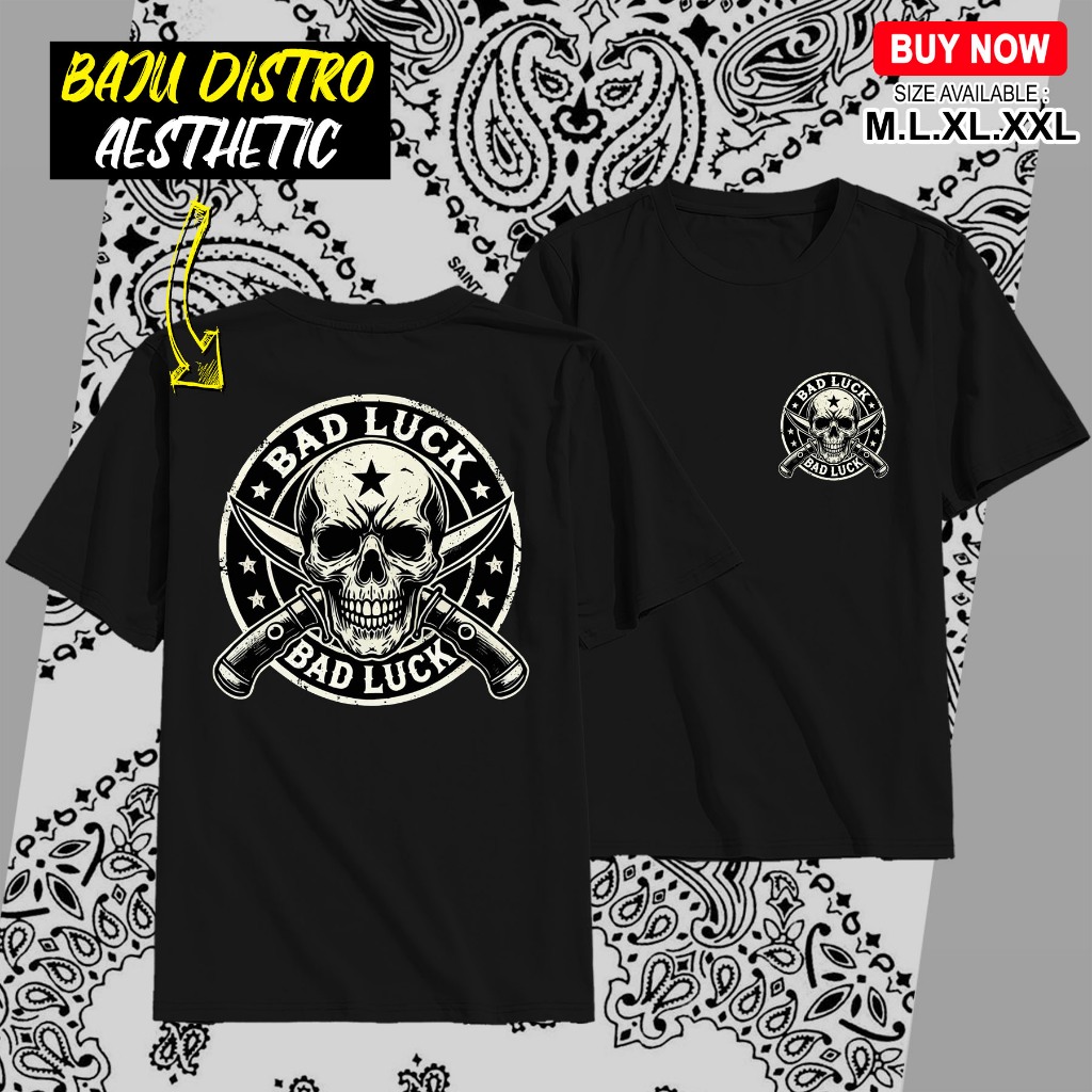 Jual Baju Distro BAD LUCK KNIFE SKULL StreetStyle Clothing Apparel ...