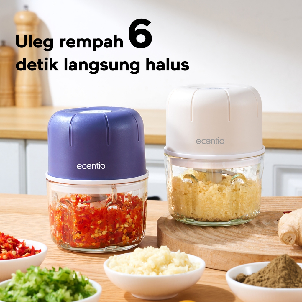 Jual ecentio Mini Chopper 6 mata pisau 250ml Portable kaca Blender Kaca ...