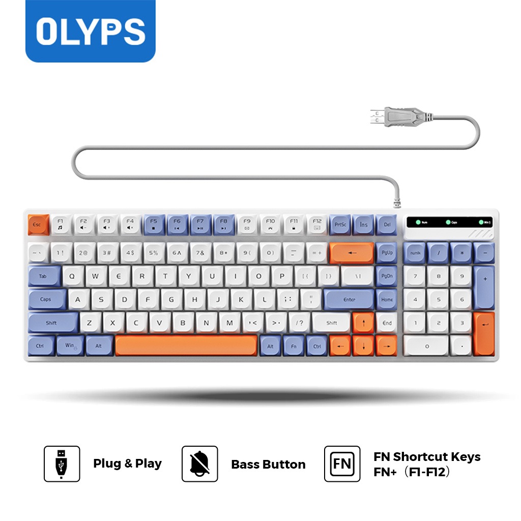Jual OLYPS Keyboard Kabel USB Office Wired 101 Keys With FN Multimedia ...