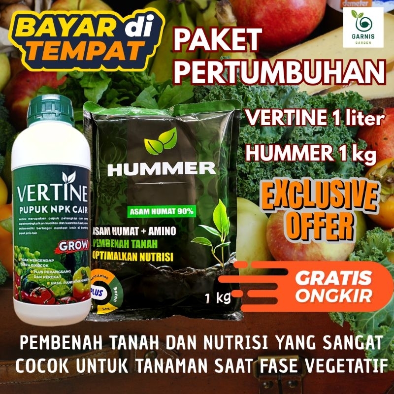Jual Paket Pupuk Pertumbuhan Sayur dan Buah Buahan Vertine 1 liter dan Hummer 1 kg. | Shopee ...