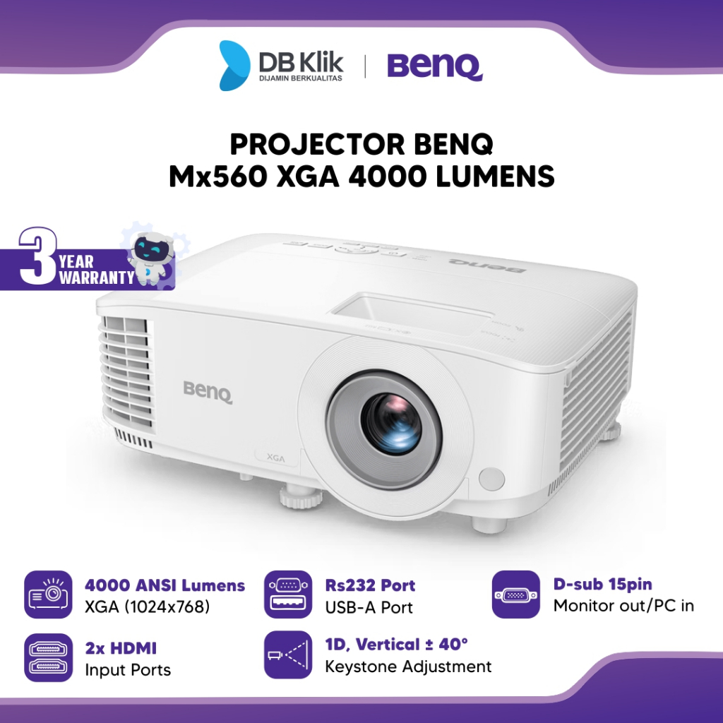 Jual BENQ MX560 Projector XGA 4000 Lumens HDMI VGA | Shopee Indonesia