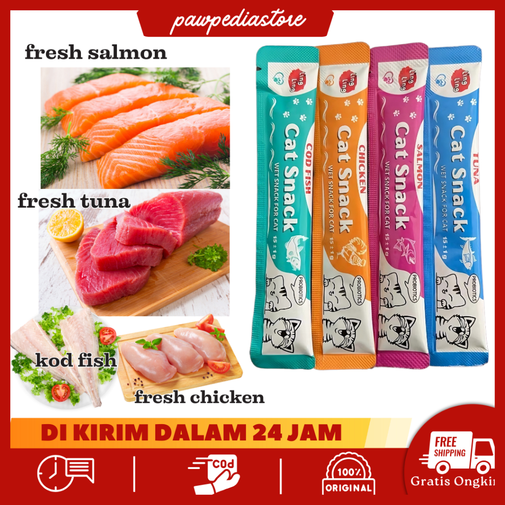 Jual pawpedia - [40pcs] Cemilan Snack Kucing Cat Creamy Cat Food LING ...