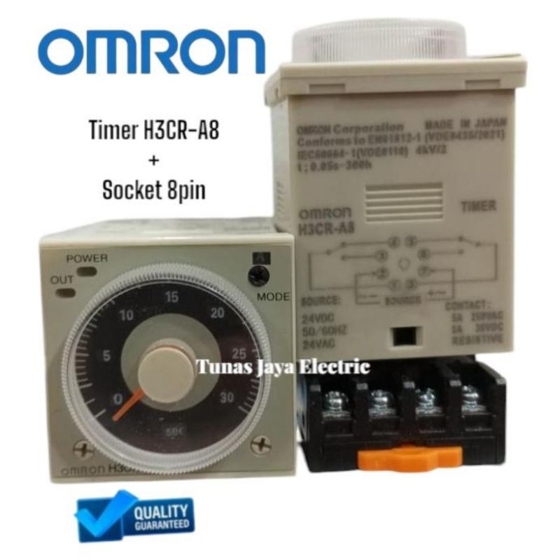 Jual Timer OMRON Type H3CR-A8 100-240VAC / 100-125VDC + Socket 8 Pin ...