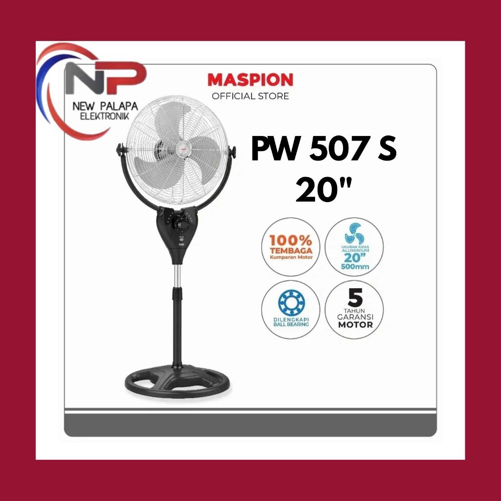 Jual POWER FAN MASPION 20INCH BESI PW-507S / MASPION KIPAS ANGIN ...