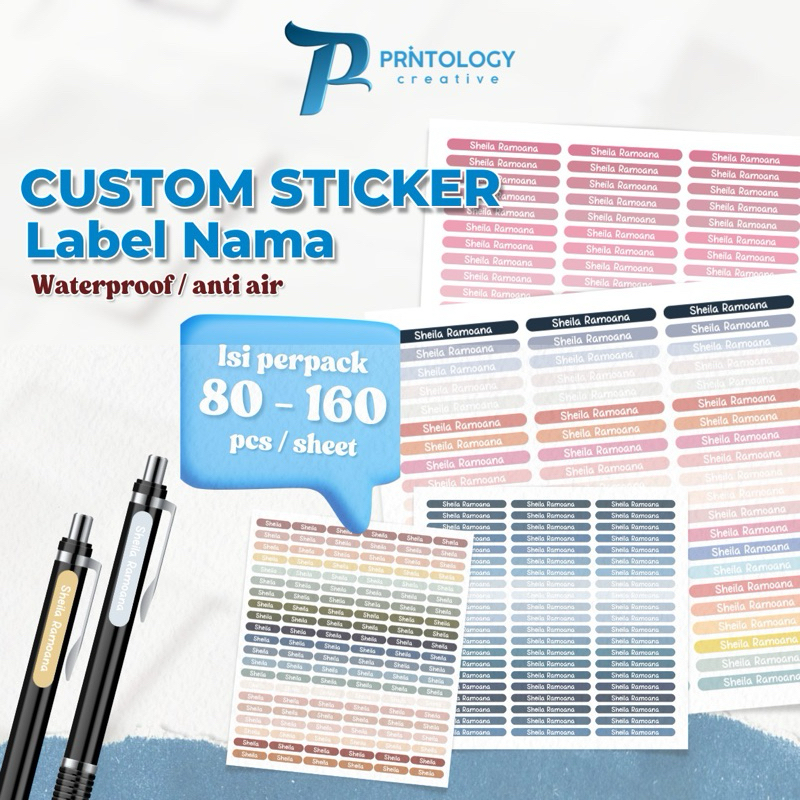 Jual 80-160 PCS STICKER NAMA ANAK WATERPROOF LABEL NAMA CUSTOM STICKER ...