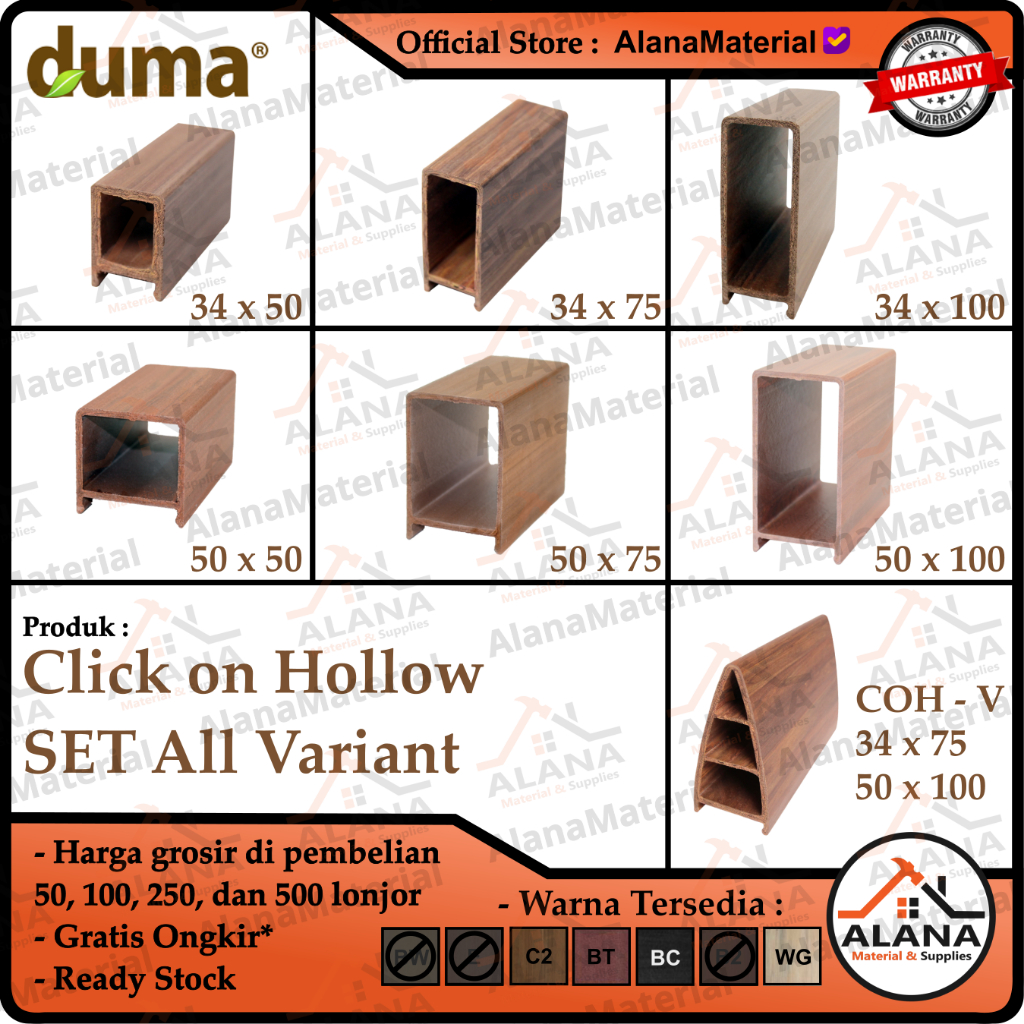 Jual Duma WPC ( Click on Hollow ) - ALL VARIANT panjang 3m dan 4m | x Para COH 34 50 75 100 Lis ...