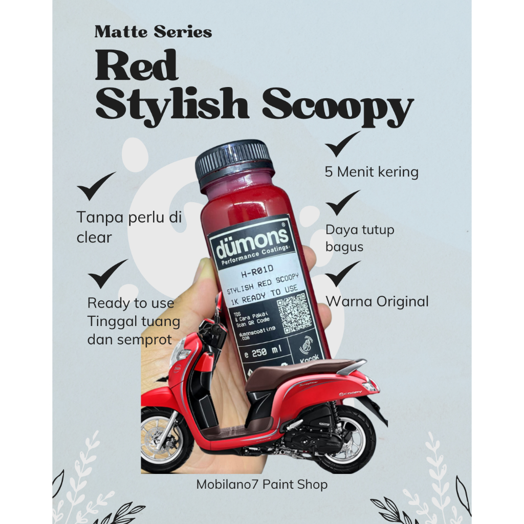 Jual Cat Merah Doff / Matte Honda Scoopy - MERAH SCOOPY - RED DOFF ...