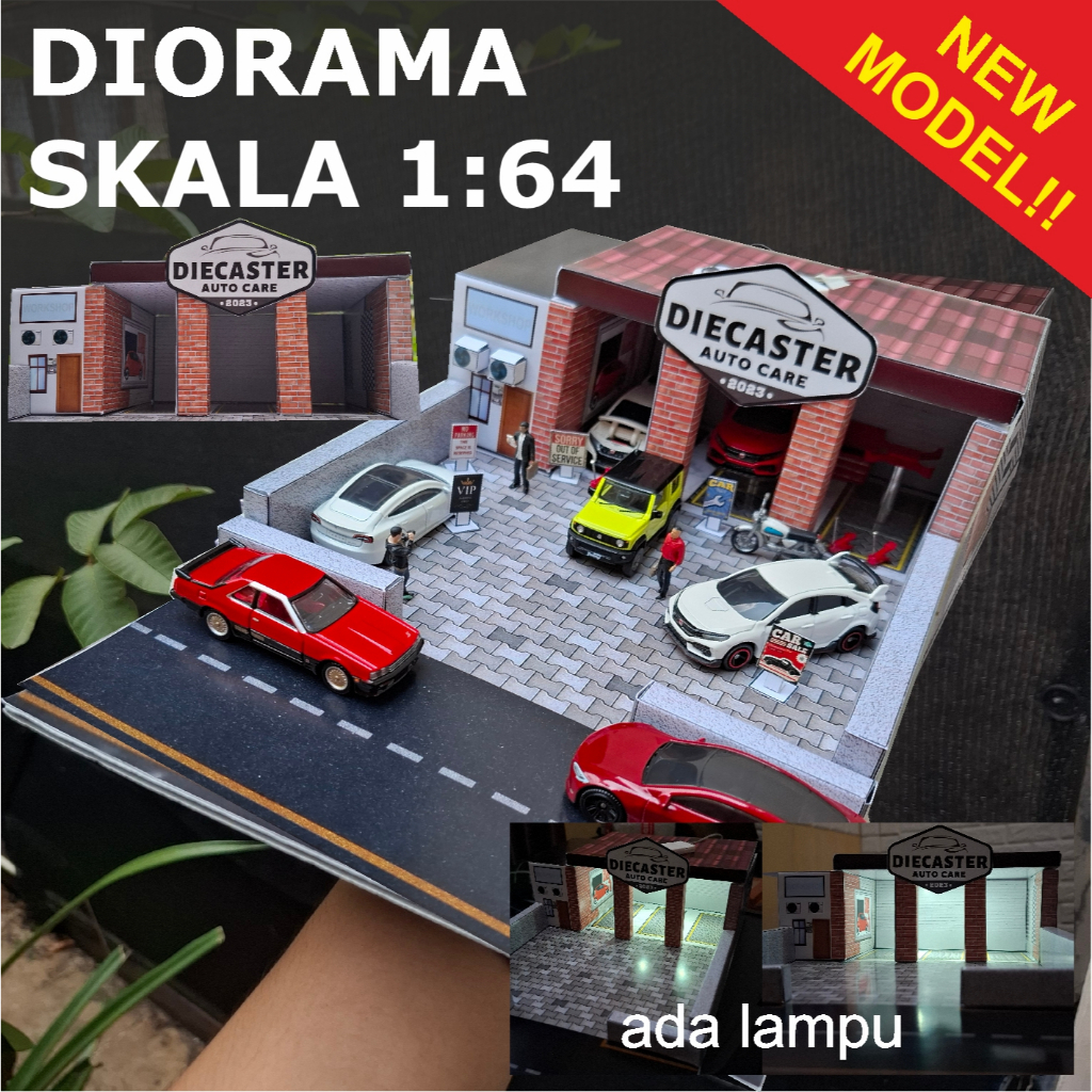 Jual (ADA LAMPU) Diorama Diecast Hotwheels Tomica Bengkel Garasi Skala ...