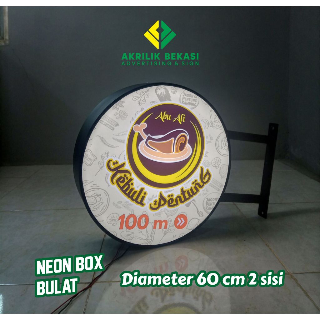 Jual Neon box bulat diameter 60 cm 2 sisi | Shopee Indonesia