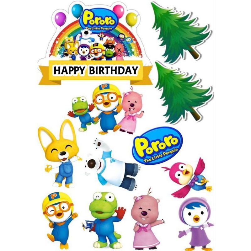 Jual Topper Pororo/ Topper Cake Happy Birthday / Hiasan Kue Ulang tahun ...