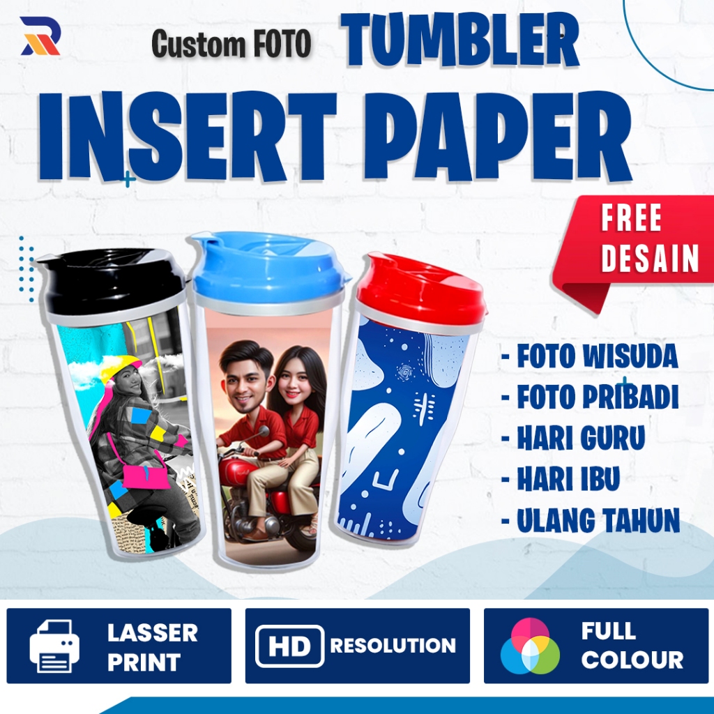 Jual Tumbler INSERT PAPER Custom Foto / Bebas Desain / Tumbler warna ...