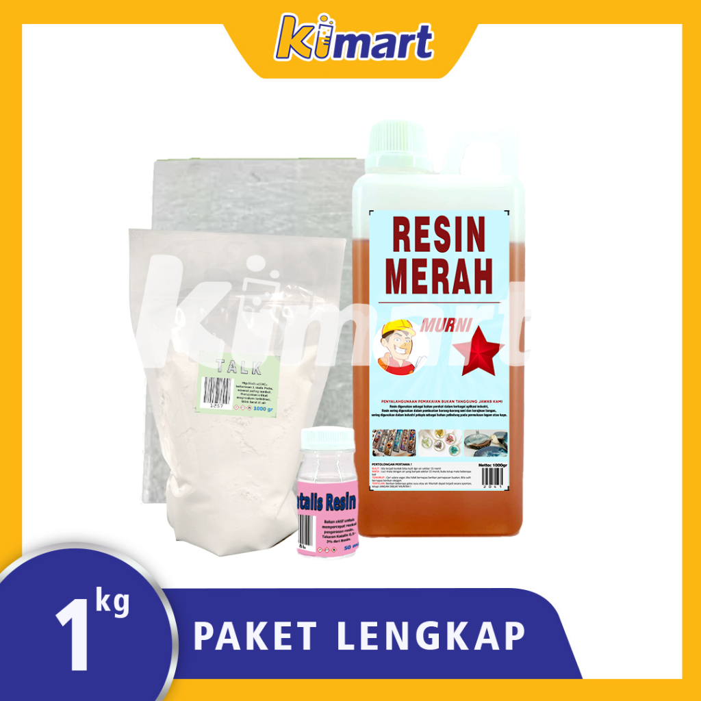 Jual [PAKET LENGKAP] Resin merah 1 kg catalist 50 ml talc fiber mat uk ...