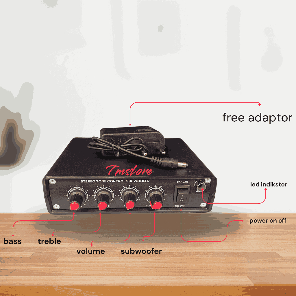 Jual tone control stereo plus subwoofer free adaptor | Shopee Indonesia