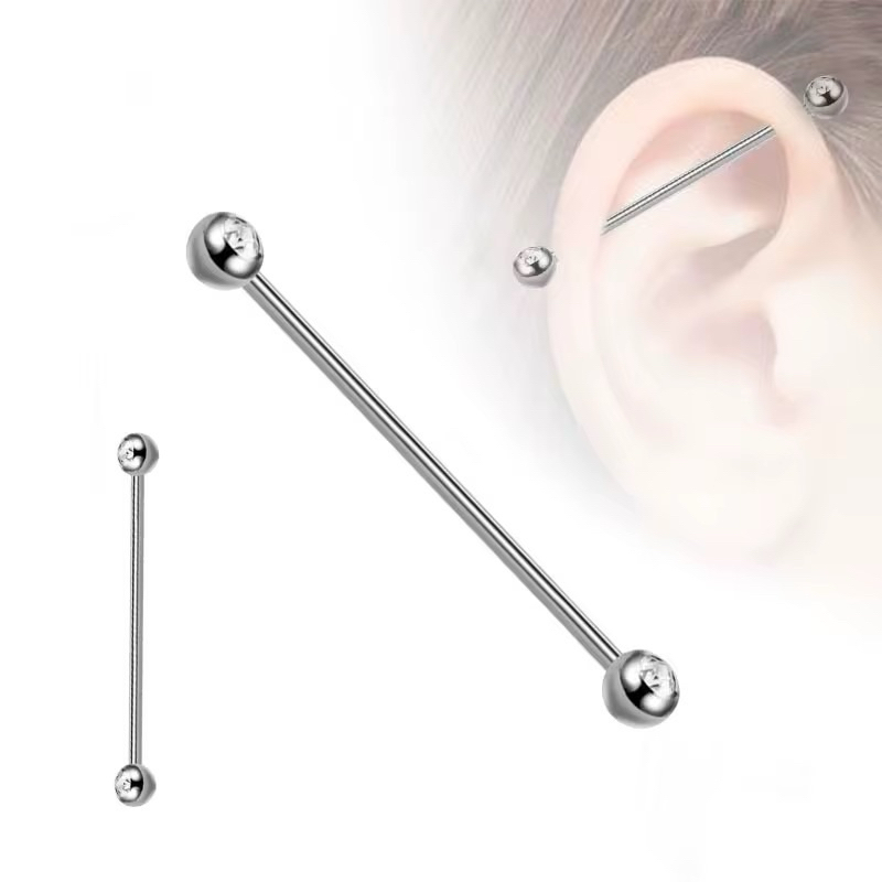 Jual Surgical Steel Industrial Bar Scaffold Ear Barbell Ring Women ...