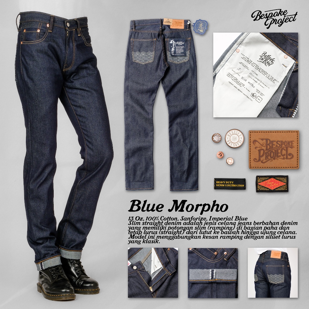 Jual Bespoke Project - Blue Morpho Raw Denim | Shopee Indonesia