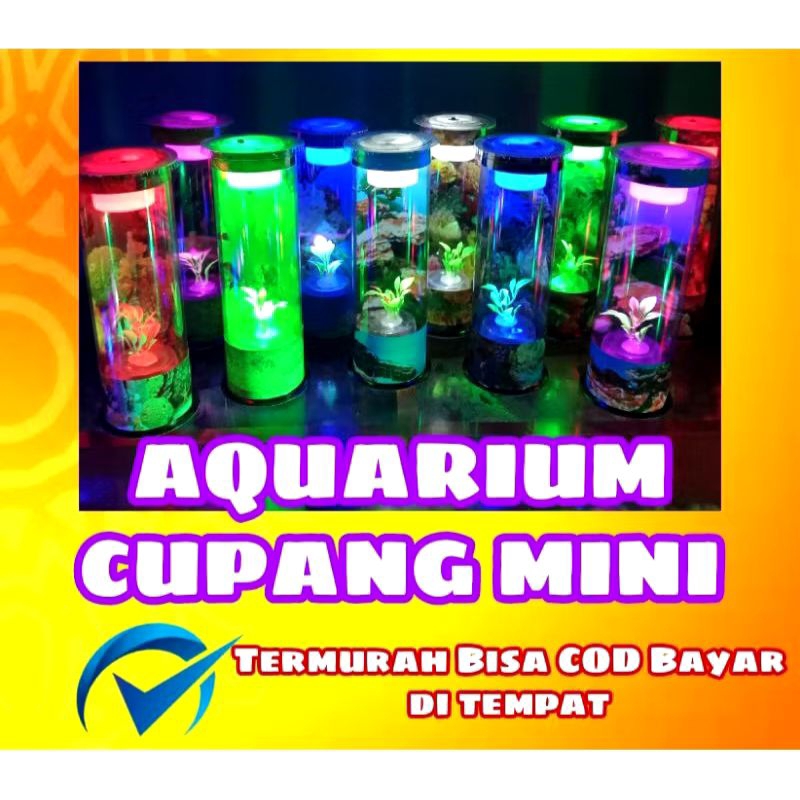 Jual (PROMO)Aquarium Mini Tabung plus lampu dan hiasan | Shopee Indonesia