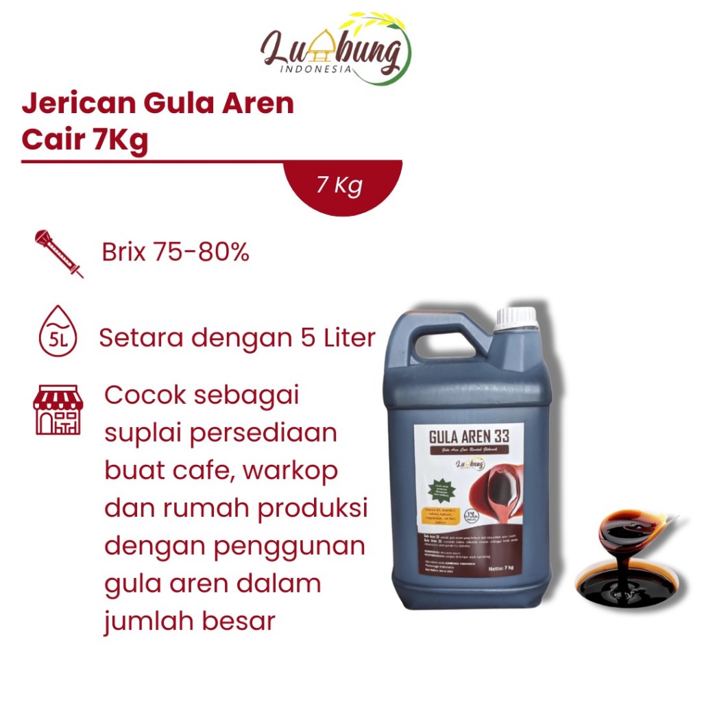 Jual Gula Aren 33 Cair Premium Palm Sugar Organik 7 kg/Paket Gula Aren ...