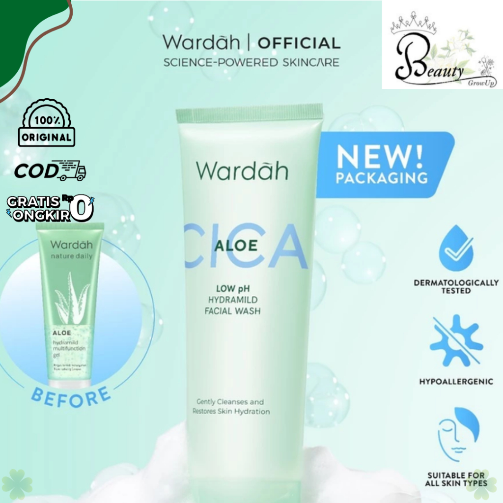 Jual Wardah Cica + Aloe Low pH Hydramild Facial Wash Nature Daily ...