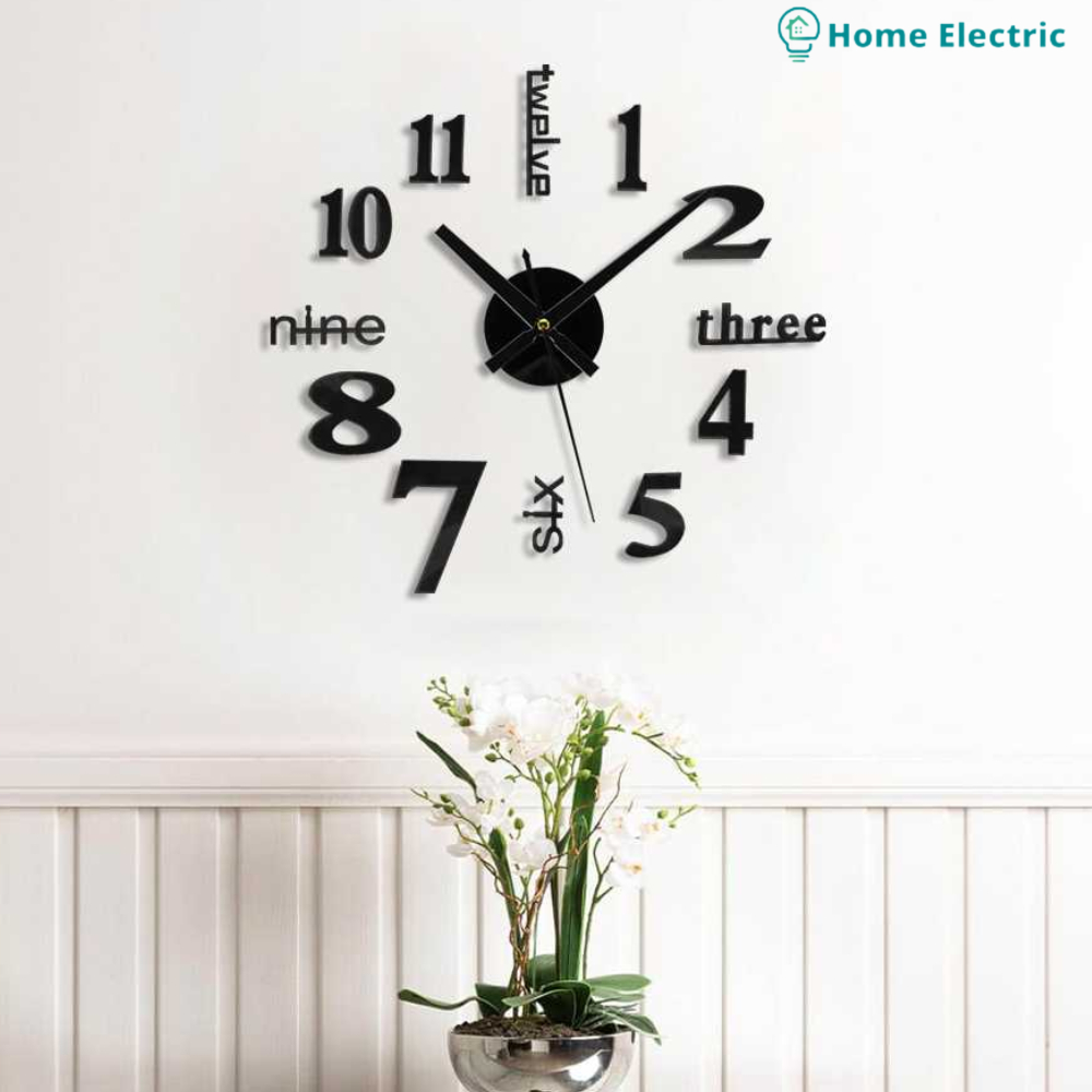 Jual Jam Dinding DIY Giant Wall Clock 50-60cm Model English Word Mesin ...
