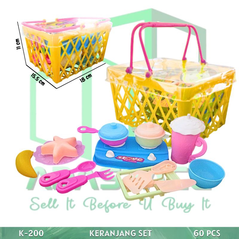 Jual SGT-K 200 Kuning Mainan Keranjang Belanja Tas Belanja Buah Sayuran ...