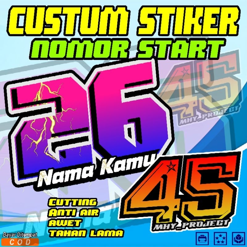 Jual Costum sticker nomor start,cutting stiker nomor dan nama | Shopee ...