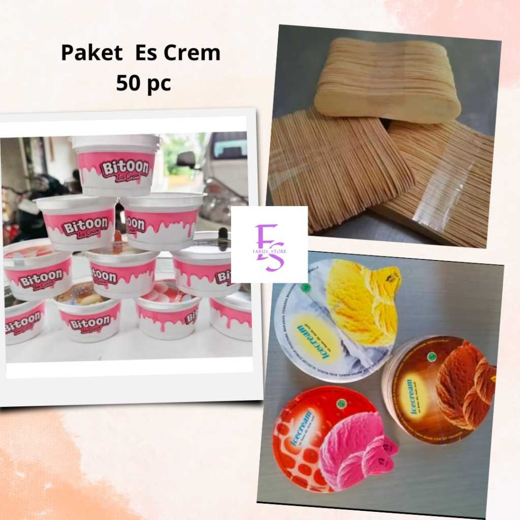Jual PAKET LENGKAP Bitoon Ice Cream 95 ml + Tutup + Sendok Es Cream 50 ...