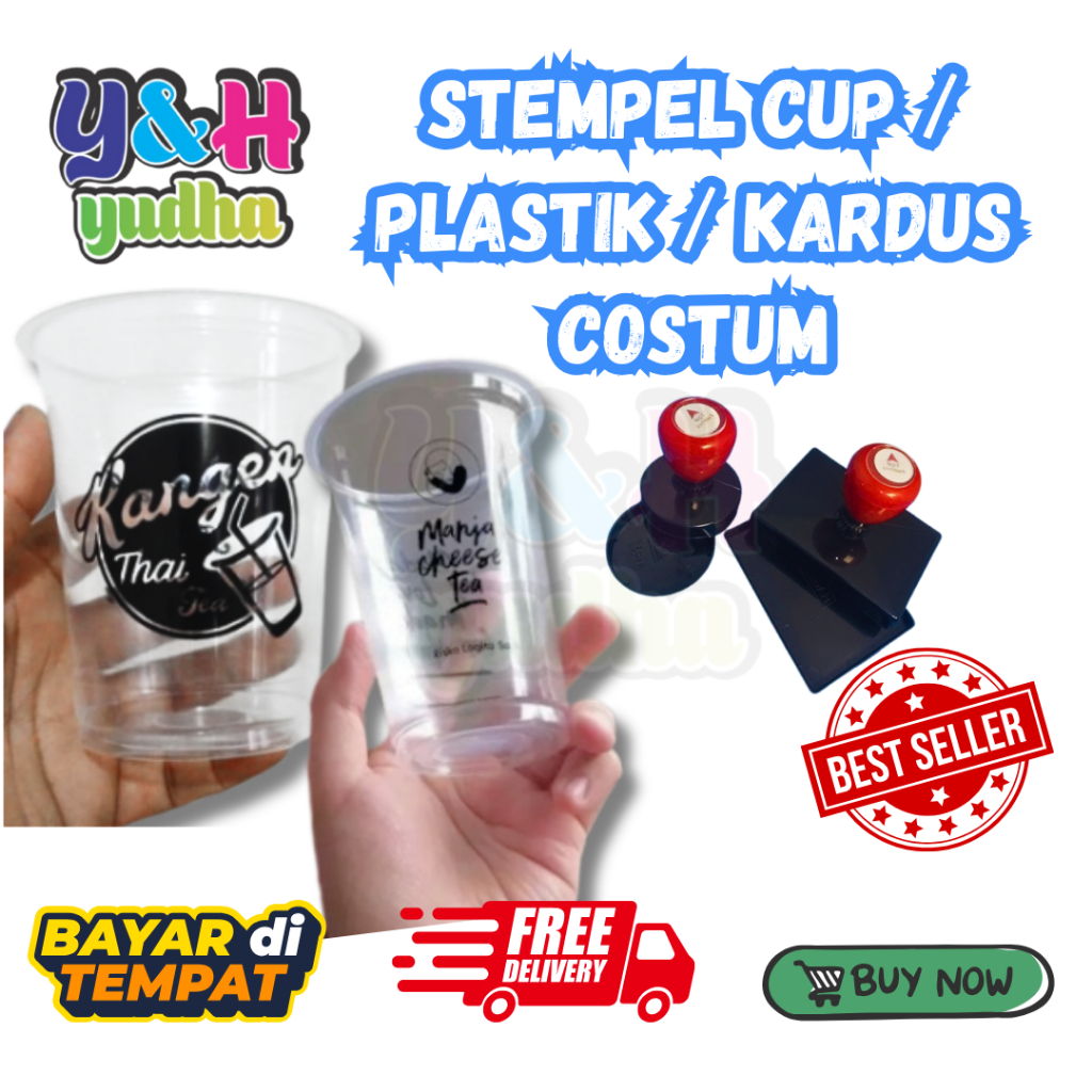 Jual Costum Stempel Cup Stempel Cup / Plastik / Kardus Anti Luntur ...