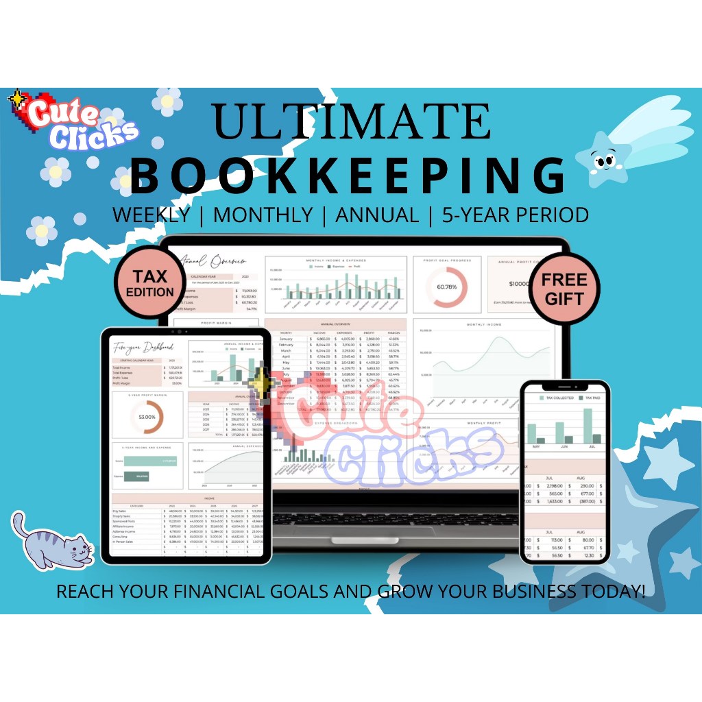 Jual Ultimate Bookkeeping Spreadsheet Template Google Sheets ...