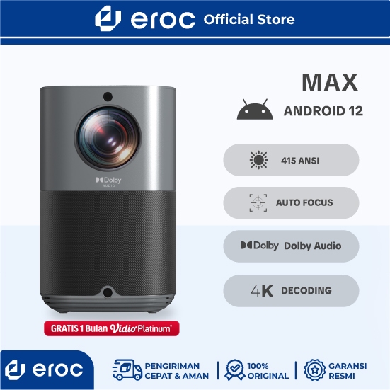 Jual EROC Smart Proyektor LCD 415 ANSI Full HD Android 12 Dolby Audio ...