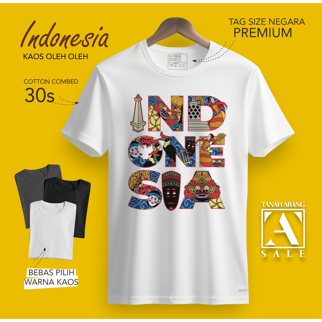 Jual Kaos Baju souvenir Indonesia indo ada tag label asal Premium Gift ...