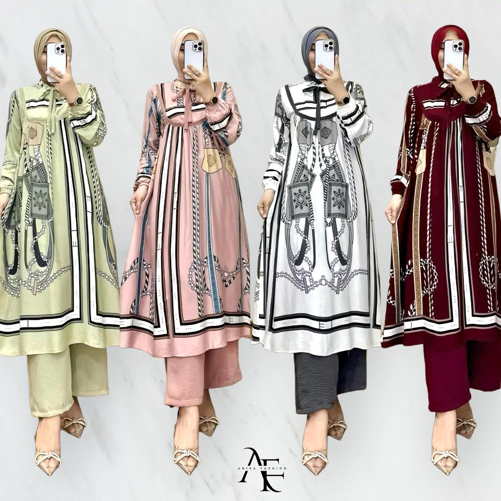 Jual ONE SET REGITA TUNIK RAYON - SETELAN LONG TUNIK RAYON MOTIF BUNGA ...
