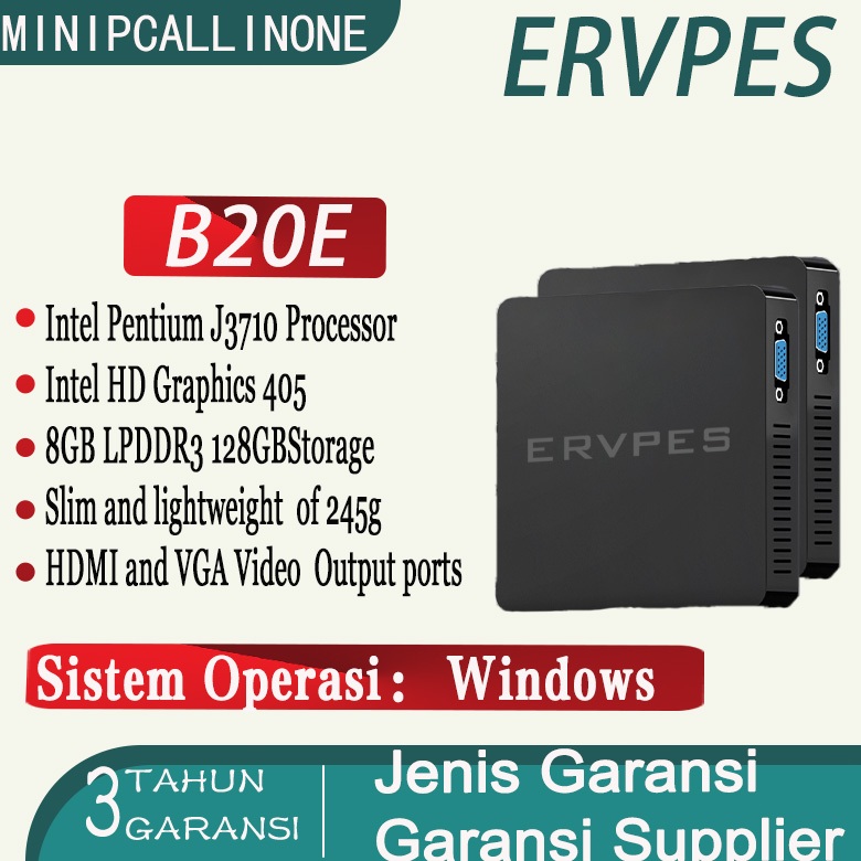 Jual ERVPES Mini PC B20E Intel J3710 8GB DDR3 RAM 128GB ROM HDMI/VGA BT ...