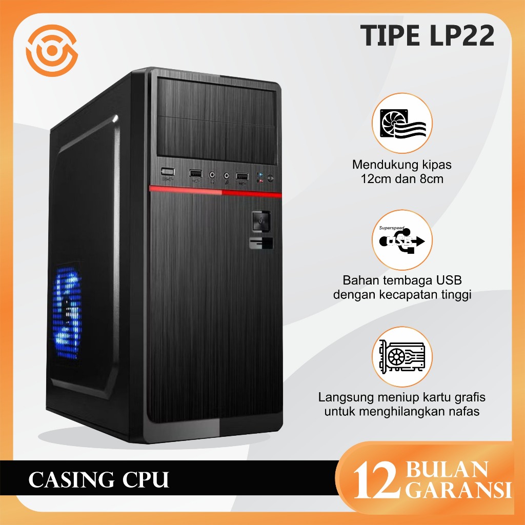 Jual Voc Cpu Casing LP-22 Full Black, PC Gaming, 1x RGB Fan, Matte ...