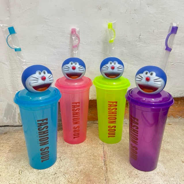 Jual Botol minum + sedotan / tempat minum kelapa / botol transparan ...