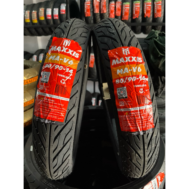 Jual maxxis ma-v6 80/90-14 medium compound harian tubeles | Shopee ...
