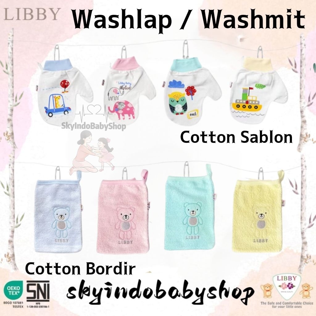 Jual Libby Washmit Mandi Washlap Tangan Model Bordir & Sablon ( 1 Pcs ...