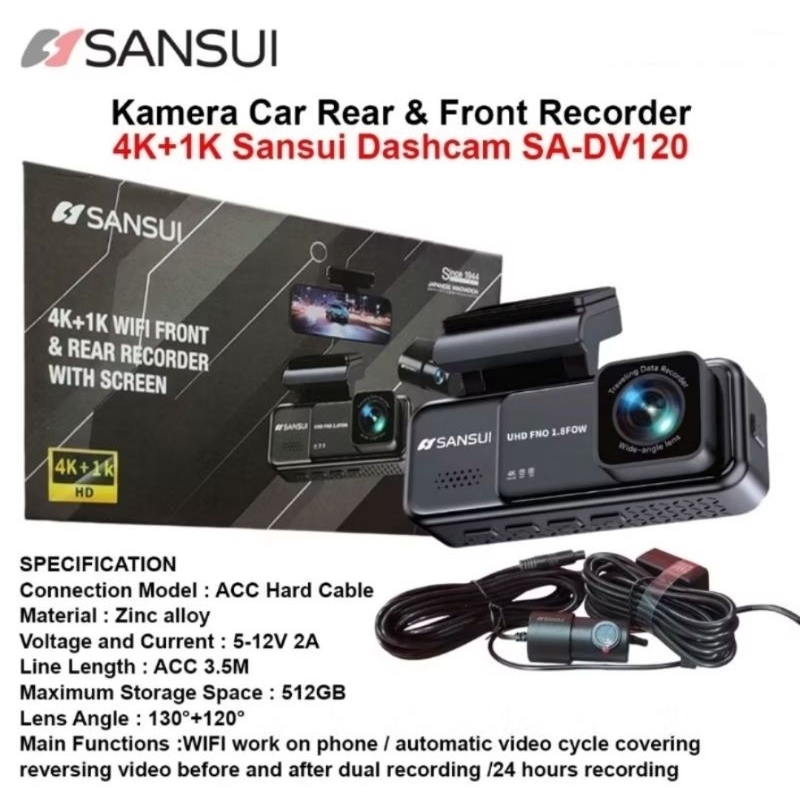 Jual Dashcam Sansui SA-DV120 4K + 1K HD | Shopee Indonesia