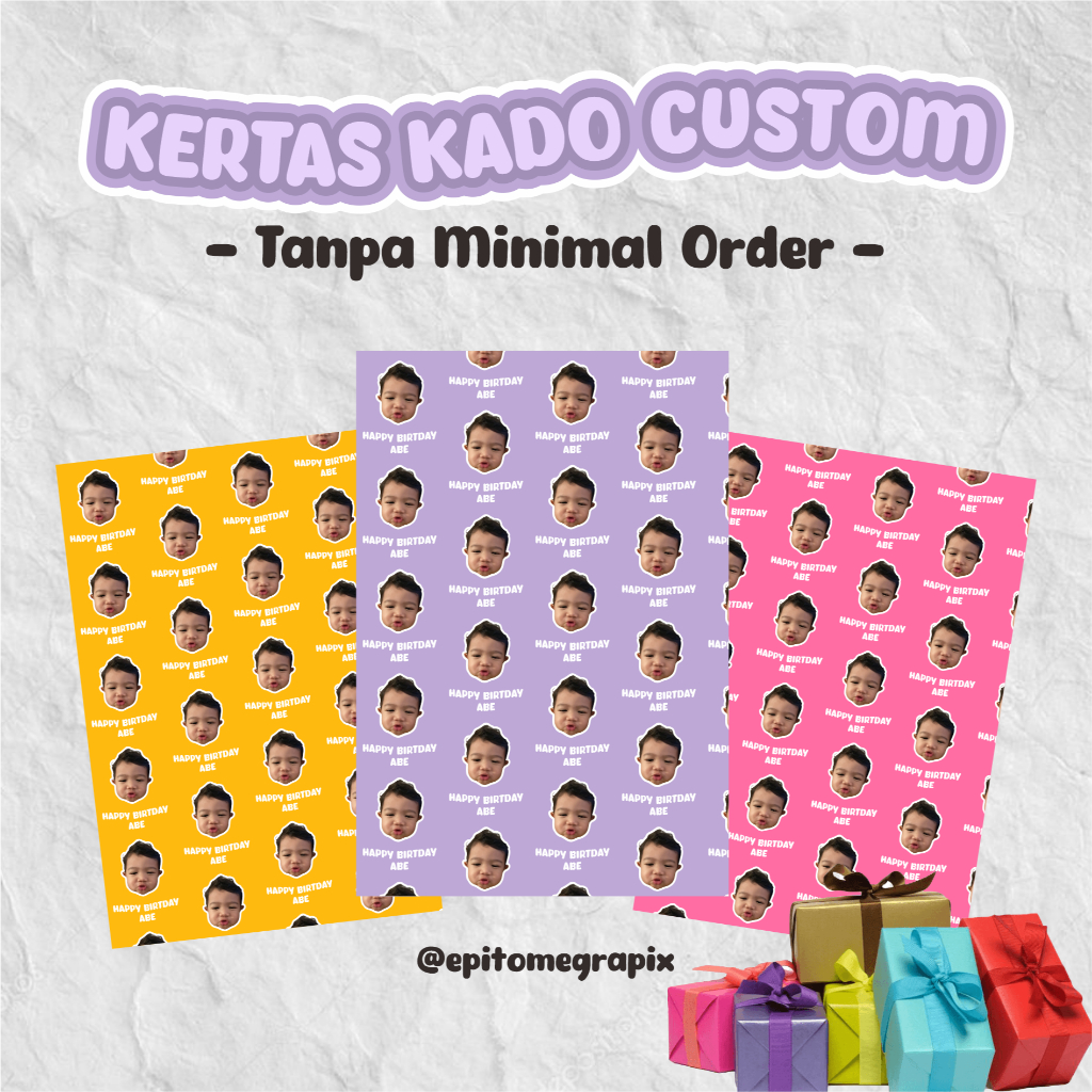Jual Kertas Kado Custom Muka | Kertas Kado Muka Wajah | Kertas Kado ...