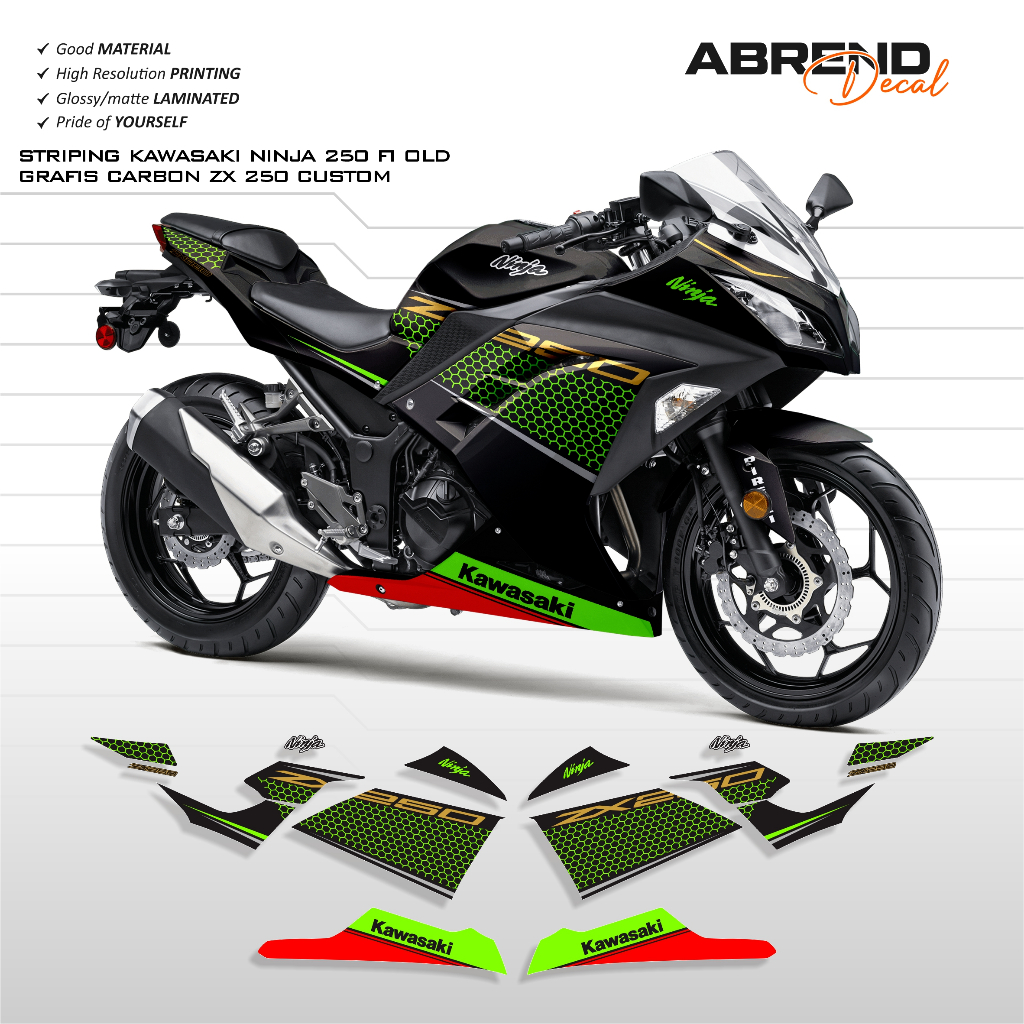 Jual Abrend Decal - Striping Ninja 250 Fi Old ZX Carbon Custom KRT ...