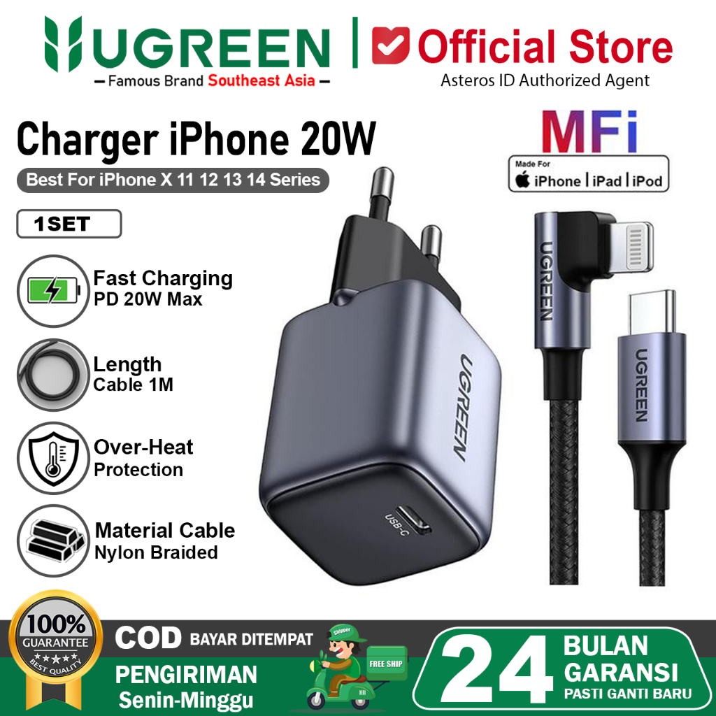Jual UGREEN Charger Gaming iPhone MFi Type C to Lighning Fast Charging ...